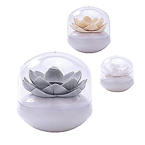 Chemlliy 3 Pack Cotton Swab Organizer Lotus Flower Designed Cotton Bud Holder Q-Tips Toothpicks Storage Box Holder
