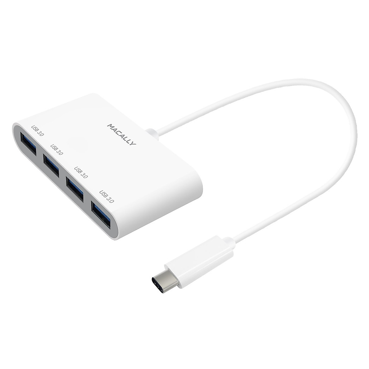 Macally Uchub4 USB-C Hub 10 CM Cable White with 4 USB-A Ports