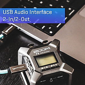 Zoom F3 Professional Field Recorder, 32-Bit Float Recording, 2 Channel Recorder, Dual AD Converters, 2 Locking XLR Inputs, Battery Powered, Wireless Control