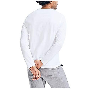 Nautica Men's J-Class Logo Long Sleeve T-Shirt, Bright White, Medium