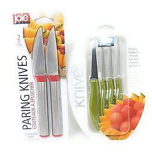 Joie Paring Knives Bundle with Joie Stainless Steel Flex Paring Knives (Assorted Colors)
