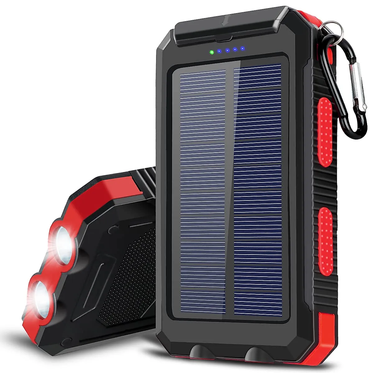 Oukafen Solar Charger, Portable Solar Power Bank 20000 mah Built-in Dual USB with LED Flashlight and Compass Perfect for Cell Phone, Tablet, Camera