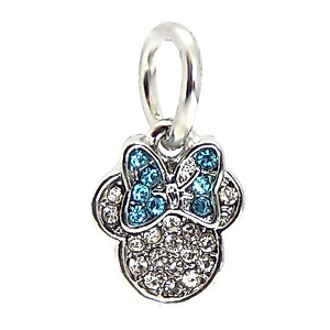 Dangle Crystal Mouse with Blue Bow Charm Bead for Bracelets