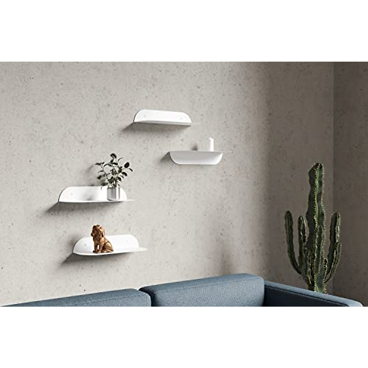 BLANCK Floating Shelves, Set of 2, Metal, Wall Mounted Shelves for Living Room, Bedroom, Bathroom, Office, Kitchen, 17”(L) x 6”(D) (White)