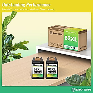S SMARTOMNI 62XL Black Ink Cartridge Replacement for HP 62 62XL Ink Cartridges Combo Pack Black for HP OfficeJet 5740 5745 5746 8040 200 250 HP Envy 5545 5660 5665 7640 (2 Pack, Black)