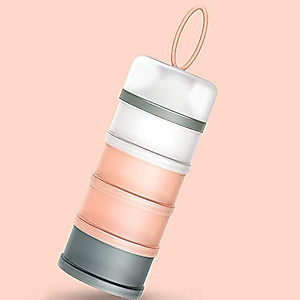 Kaptin Formula Dispenser,Non-Spill Portable Stackable Baby Milk Powder Dispenser,Snack Storage Container,BPA Free,4 Feeds (Pink)