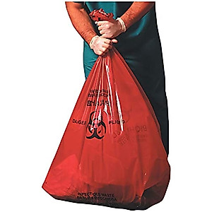 Healthcare Liners by Heritage Bag, when Safety and Perfomance matter. 30"x43", Red, 1.3Mil, 200, Healthcare Printed