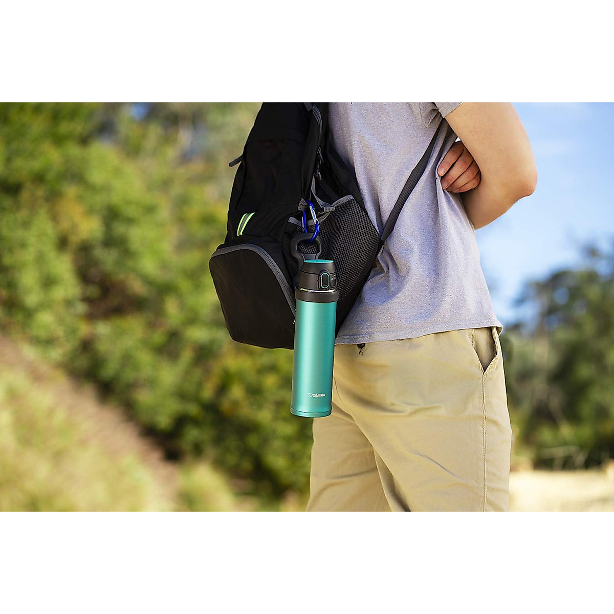 Zojirushi SM-QHE60GK, Flip-and-Go Stainless Mug, 20-Ounce, Teal