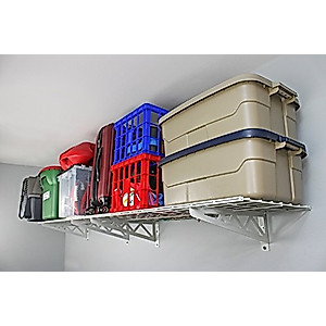 SafeRacks Wall Shelves - 2 Pk 18"x48" Wall Mountable Shelving Unit for Storage Rack, Pantry Shelves, Utility Shelving, Heavy Duty Shelves w/ 4 Versatile Accessory Hooks, 500lbs Capacity, White