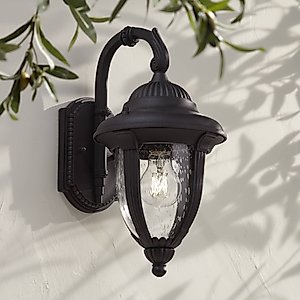 John Timberland Casa Sierra Rustic Farmhouse Vintage Outdoor Wall Light Fixture Black 14 1/2" Clear Seeded Glass for Exterior Barn Deck House Porch Yard Patio Outside Garage Front Door Garden