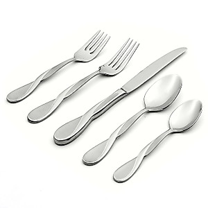 Oneida Satin Aquarius 5 Piece Fine Flatware Set, Service for 1 18/10 Stainless Steel, Silver