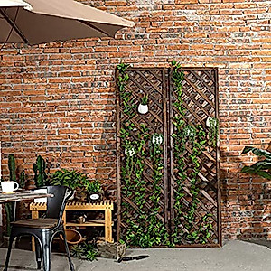 QBZS-YJ Brown Wood Garden Trellis for Climbing Plants Wall-Mounted Rustic Greenes Fence Decorative Lattice Border Fence
