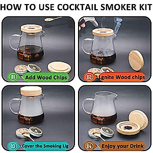 US Oak Cocktail Smoker Whiskey Smoker Kit, Old Fashioned Smoker Cocktail Kit with Wood Chips, Whiskey Smoker Cocktail Smoker Kit for Drinks