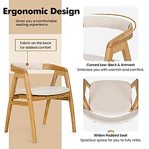 COSTWAY Bamboo Accent Chair, Modern Painted Bamboo Leisure Chair w/Comfy Fiber Cushion, Curved Backrest, Solid Legs, Upholstered Armchair for Living Room, Bedroom, Dining Room, Natural (1)