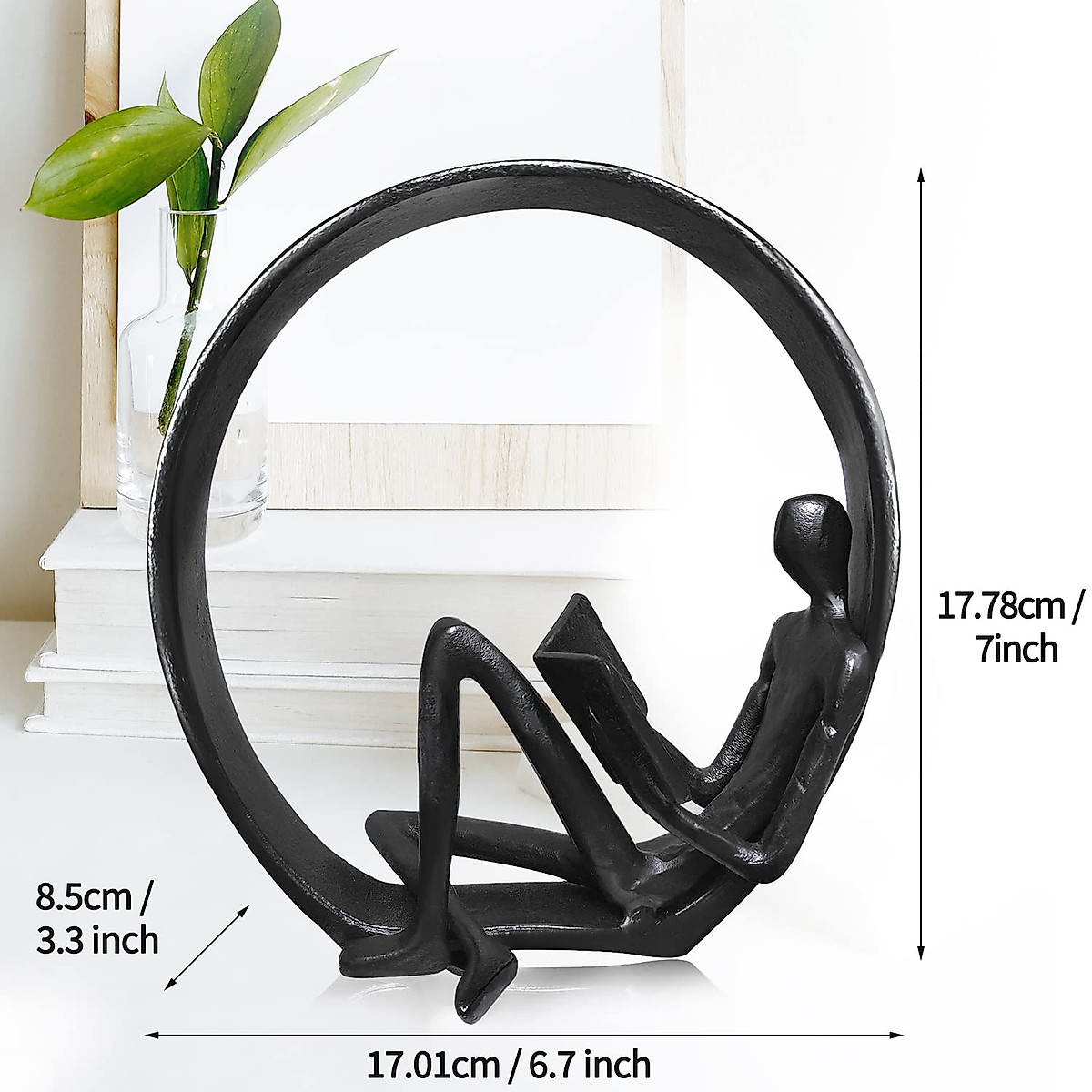 Jalunth Bookshelf Bookcase Aesthetic Decoration Art Sculptures Home Decor Book Shelf Case Modern Accents Figurine Reading Metal Decorative Ideas Objects Accessories Library Office Steel Statue Gifts