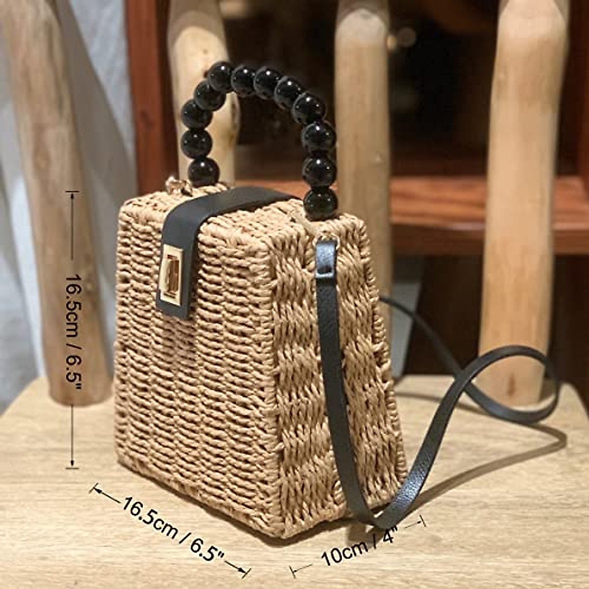 NIBD Handwoven Square Straw Rattan Bag Shoulder Wicker Purse Small Box Woven Bali Womens Crossbody Bag