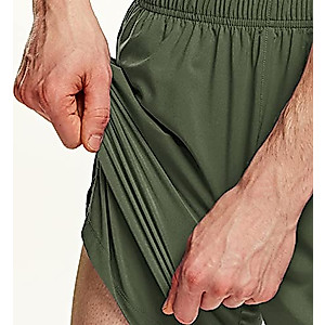 ATHLIO Men's Active Running Shorts, Exercise Workout Shorts, Quick Dry Mesh Sports Athletic Shorts with Pockets, 5 Inches Black/Green, Medium