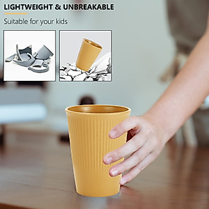 PYRMONT Wheat Straw Cups-8 Pack Plastic Cups Reusable,12 oz Unbreakable Kid Cups,Tumbler Cups for Kitchen,Drinking Cups, Small Water Cups,Plastic Cups Dishwasher Safe & BPA Free