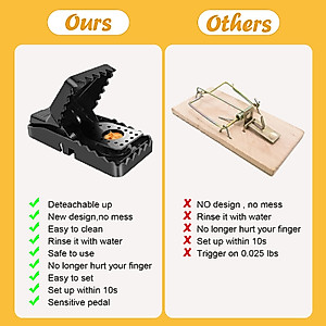 MeiYouzhen Mouse Trap, Rat Traps Indoor for Home Small, Mice Traps Outdoor, Reusable Quick Effective Mousetrap for Home- 8 Pack