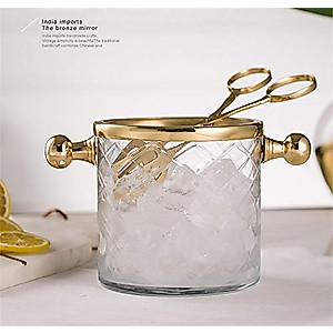 WYBFZTT-188 Handmade Brass glass ice bucket with ice clip dining table cooler wine wine rack ice bucket champagne can cooler