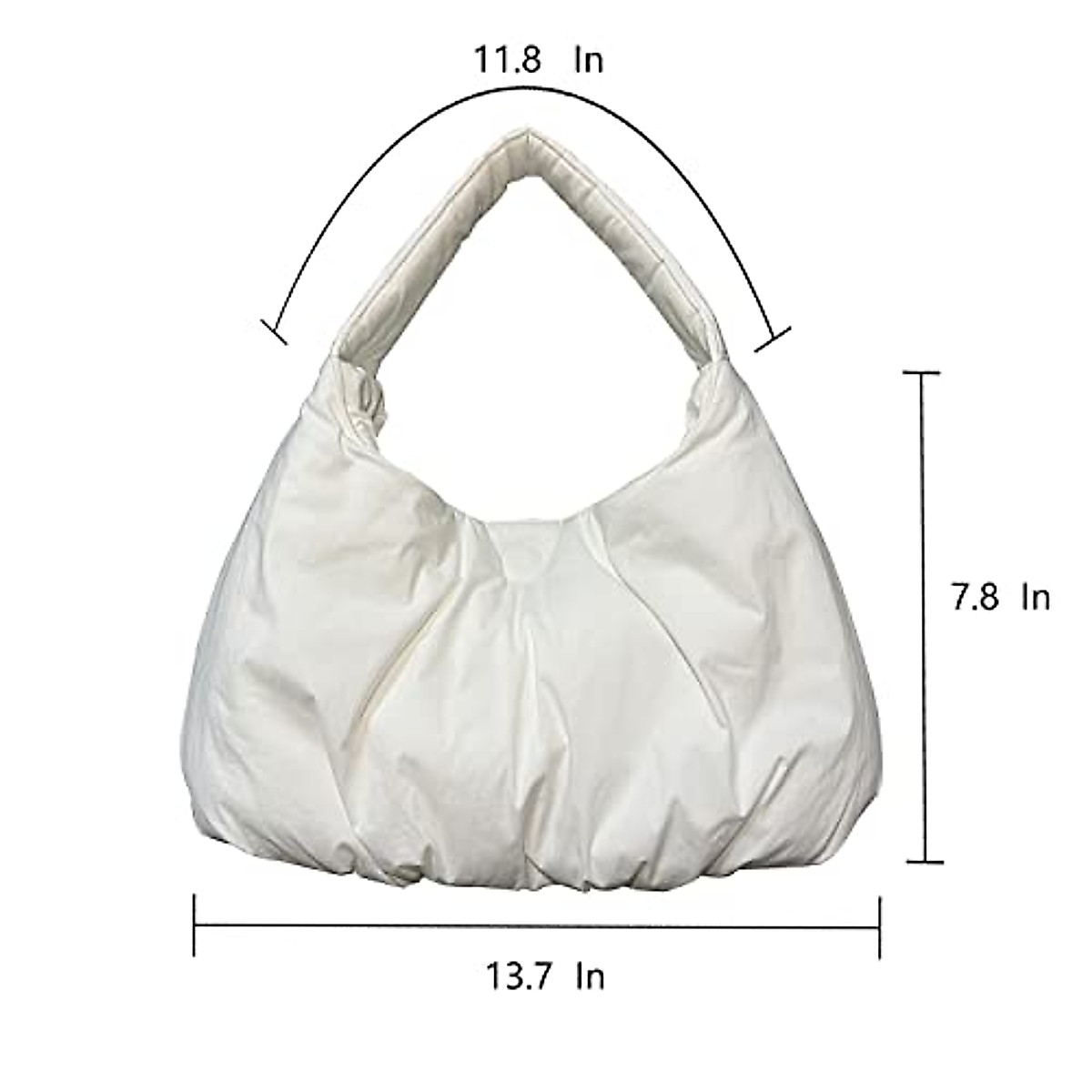 Puffer Bag for Women, Cotton Designer Handbags Purse for Women Soft Fashion Ladies Shoulder Bags Tote Handbag (White)