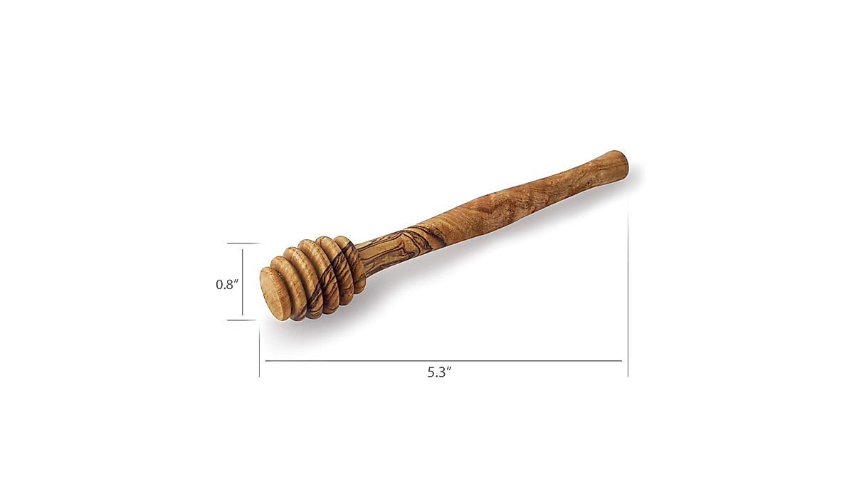 Rustic Olive Wood Honey Dipper Set - Perfect for Drizzling