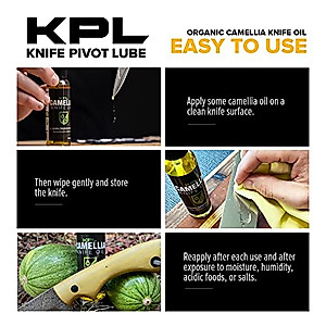 Knife Pivot Lube Camellia Knife Oil for Blades, Natural Camellia Seed Oil for Carbon Steel Knives, Pure Tsubaki Oil, Knife Honing Oil for Cleaning, Knife Oil Lubricant for Blade Care 60ml Spray Bottle