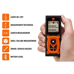 WEN 10130 Multi-Unit Compact Digital 130-Foot Laser Distance Measure with Backlit LED Screen