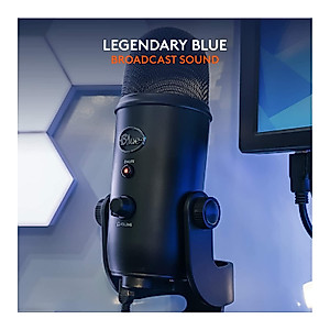 Blue Microphones Yeti USB Microphone (Blackout) Bundle with 1080p Webcam, 4-Port USB 3.0 Hub and Selfie Ring Light (4 Items)