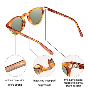 EyeGlow Vintage Round Sunglasses Women Sunglasses for Men 5235 Acetate Material Polarized Lens