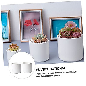 HANABASS 2pcs Bonsai Succulent for Ceramic Mini Outdoor Pottery Cute Pot Ceramics Container Home Plant Center Arrangement Desktop Garden White Round Flowerpots Indoor Cactus Nursery