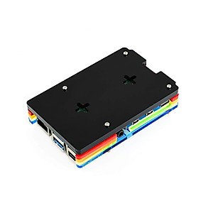 Compatible with Raspberry Pi 4 Case,Colorful Rainbow Acrylic Case with Cooling Fan, 3 PCS Heatsinks for Raspberry Pi 4 Model B