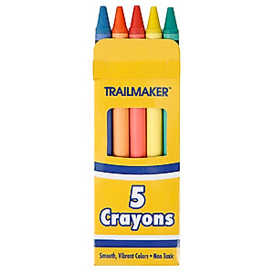 Trail maker Wholesale Bright Wax Coloring Crayons in Bulk 24 Pack, 5 Per Box in Assorted Bundle Art Sets (24 Pack)
