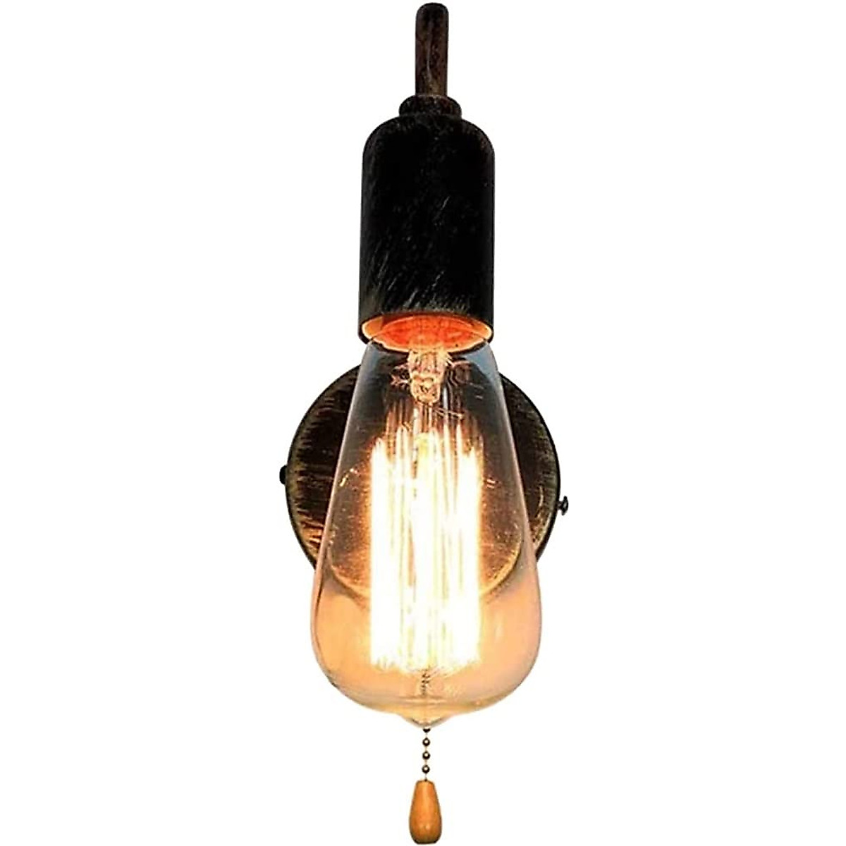 OJRG Retro Industrial Wall Lamp with Switch Indoor Adjustable Wall Lights Pull Cord Switch Vintage E27 Wall Sconces for Kitchen Island Study Reading Bedside Bedroom Wall Mounted Lamp