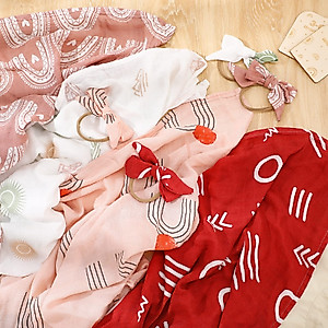 Baby Muslin Swaddle Blanket with Headbands Soft Unisex Cotton for Boys Girls Baby Swaddle Blanket Newborn Boho Rainbow Earthy Solid Color