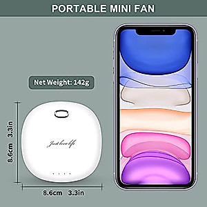 BINWO Mini Handheld Fan With Lanyard, USB Rechargeable necklace fan, Speed Adjustable Personal Portable Fan for Kids Woman Camping Outdoor Home Office Travel-White