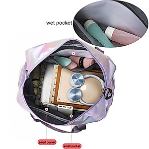 Sports Gym Bag with Shoes Compartment & Wet Pocket, Waterproof Overnight Bag Travel Bag Gymnastic Bag Dance Bag for Girl, Weekend Bag for Women (blue)