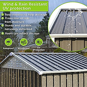 TOLEAD Metal Outdoor Storage Shed 6FT x 4FT, Outside Storage Unit with Triangular Roof & Lockable Door, Steel Utility Tool Shelter for Backyard Garden Patio Lawn, Dark Grey…