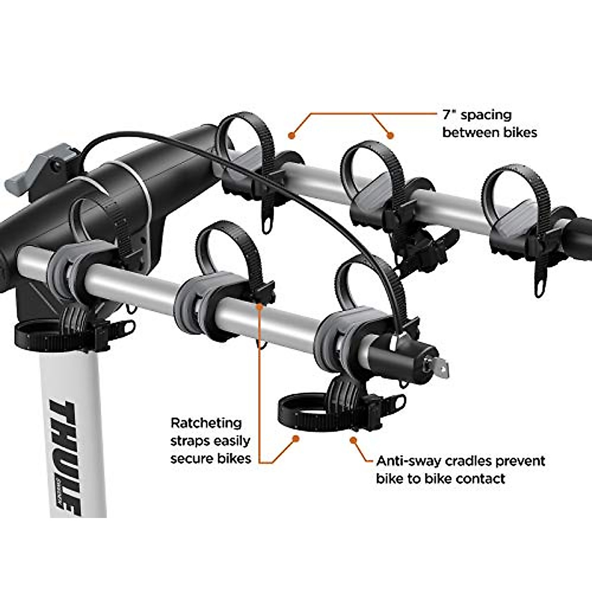Thule Helium Pro Hanging Bike Rack - Carries 2 Bikes - Lightweight Hitch Bike Rack - Fits 2" and 1.25" receivers - Quick Tool-Free Installation - Tilts for Trunk Access - 75lb Load Capacity