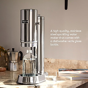 aarke Carbonator Pro, Sparkling & Carbonation Water Machine, Stainless Steel with Glass Reusable Bottle Volume 800 mL and CO2 Cylinder (Stainless)