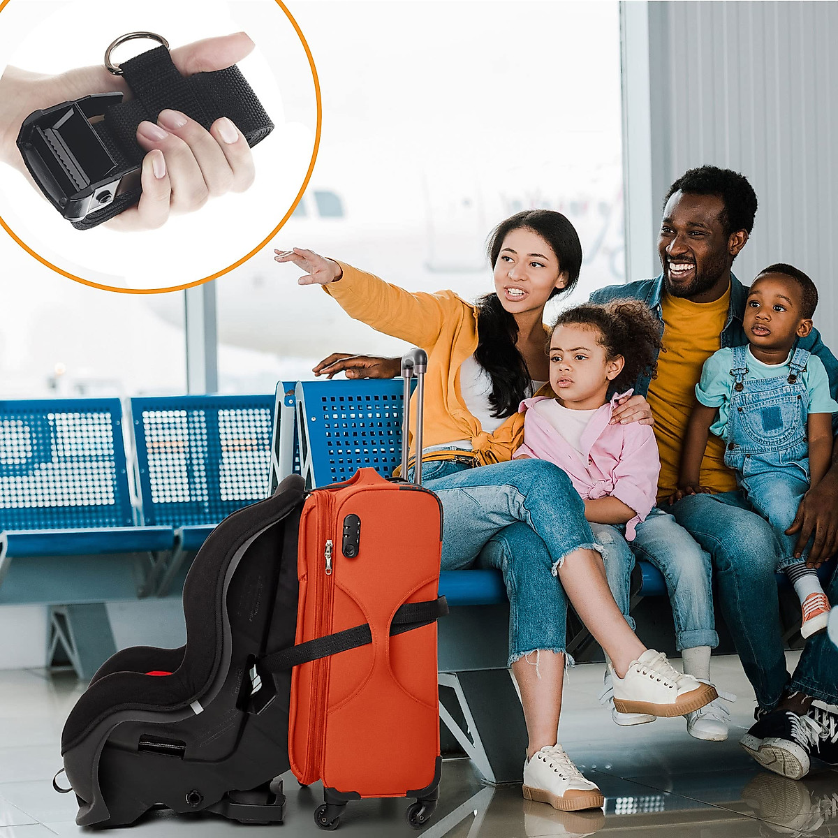 V VOLKGO Сar Sеat Travel Belt - Easy Carry & Saving Money - Car Seat Travel Strap to Convert Your Car Seat and Carry-on Luggage into an Airport Car Seat Stroller