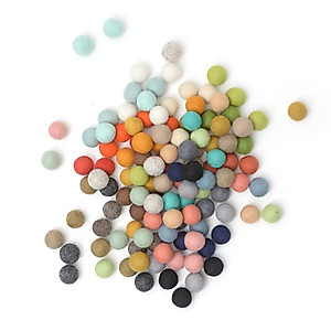 Glaciart One Felt Pom Poms, Wool Felt Balls (120 Pieces) 2 cm – 0.8 Inch, Handmade Felted 30 Colors (Green, Pink, Blue, Yellow and More) Bulk Small Puff for Felting and Garland