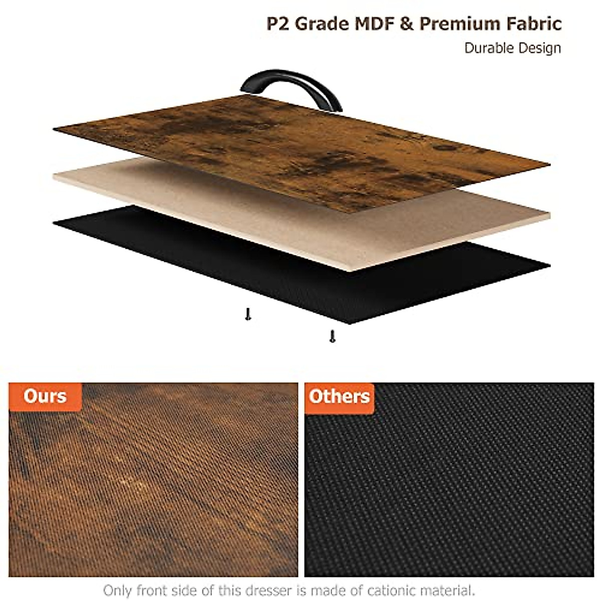 Nicehill Dresser for Bedroom with 10 Drawers, Storage Drawer Organizer, Tall Chest of Drawers for Closet, Living Room, Hallway, Entryway, Fabric Drawers (Rustic Brown)