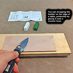 LAVODA Leather Honing Strop for Knife Sharpening with Polishing Compound 3 Inch by 8 Inch Double Sided Stropping Leather Knife Strop and Stropping Compound for Woodcarving Knife Polishing Sharpening