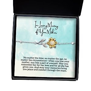 for Loss of Mother - Condolences, Memorial - Sunflower Bracelet for Bereavement, Sympathy - Jewelry for Death of Mom