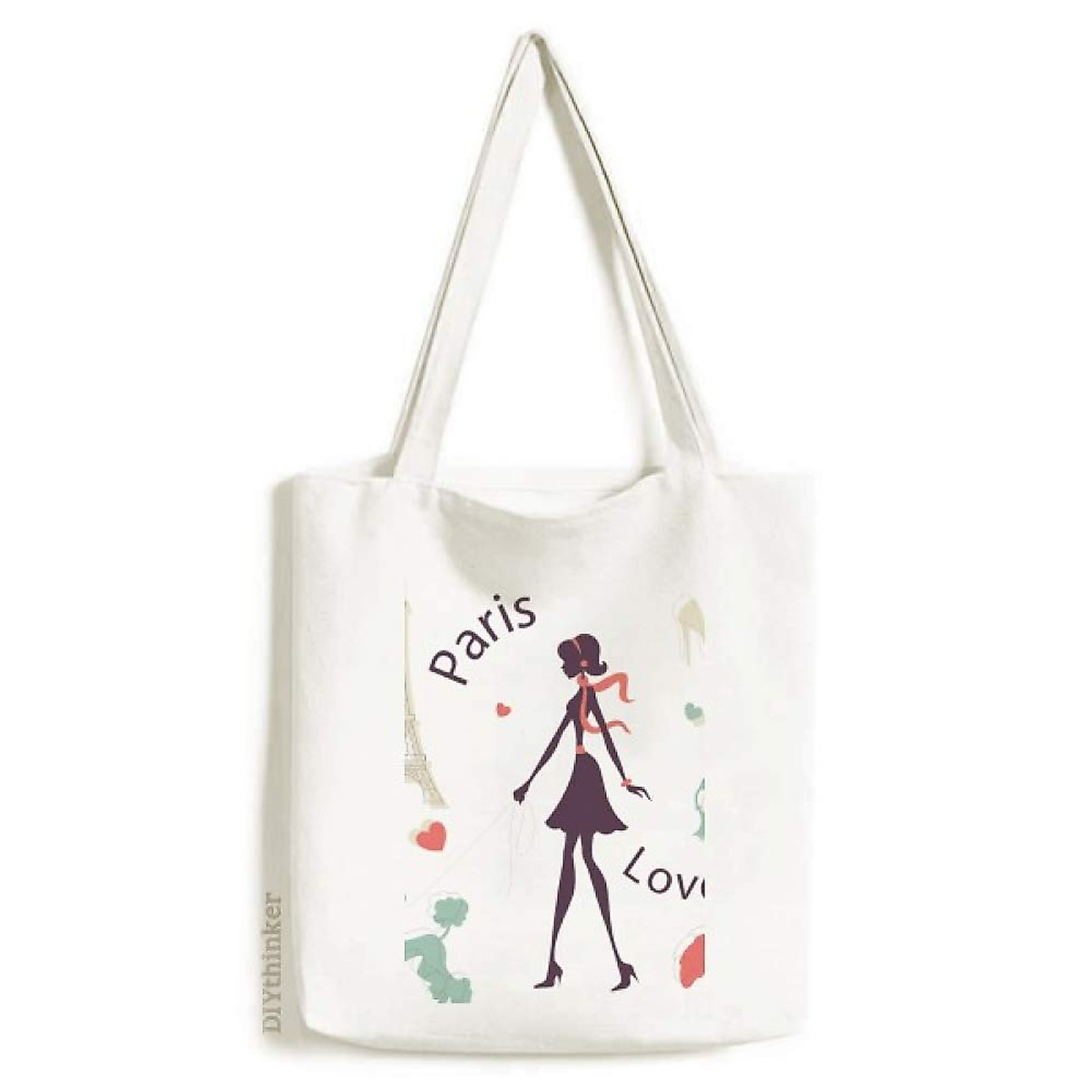 Eiffel Tower Paris Lady France Landmark Tote Canvas Bag Shopping Satchel Casual Handbag