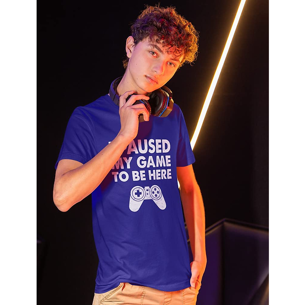 Kids Gamer Shirt I Paused My Game to Be Here Gifts for Gamers Boys Youth Gaming Shirts Medium Blue