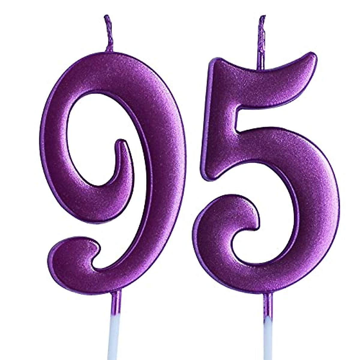 Pink 95th Birthday Candle, Number 95 Years Old Candles Cake Topper, Woman Party Decorations, Supplies