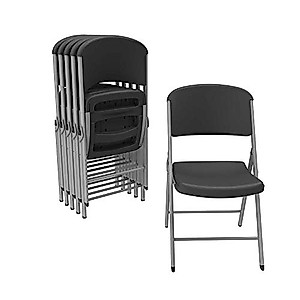 LIFETIME Commercial Grade Folding Chairs, 6 Pack, Black