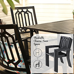 PHI VILLA Metal Outdoor Patio Bistro Set 3 Piece Dining Furniture - Black
